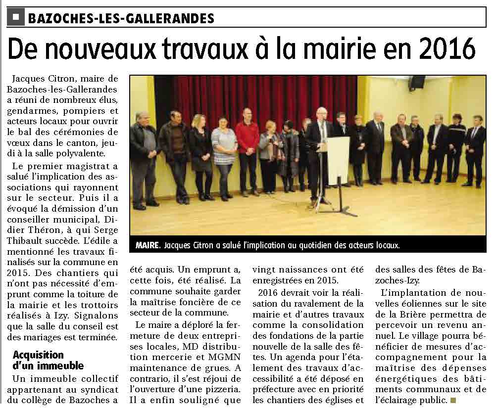 Bazoches-les-Gallerandes : de nouveaux travaux à la mairie en 2016